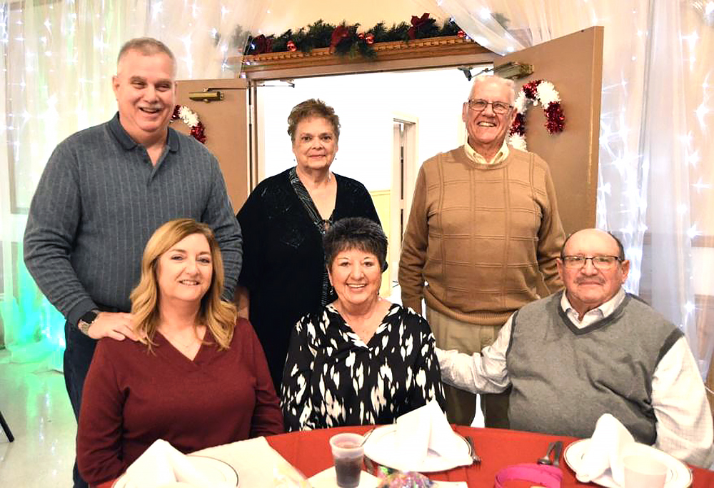 Sue Myers with Deb and Dan Henry in front with Joe Myers with Betty and ...